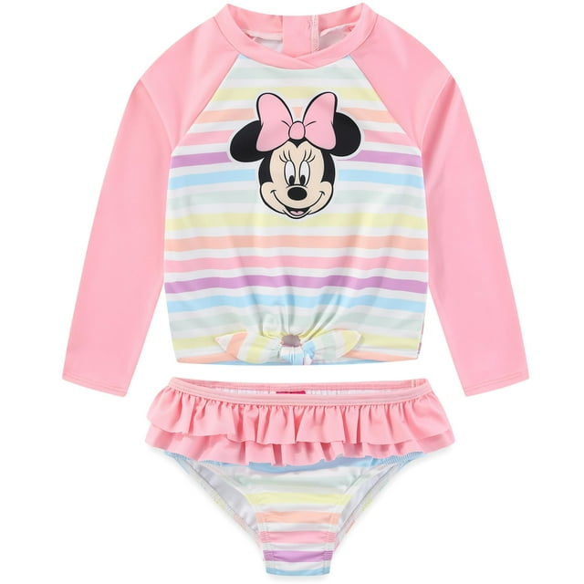 Disney Minnie Mouse UPF 50+ Long Sleeve Rash Guard & Bikini Bottom ...