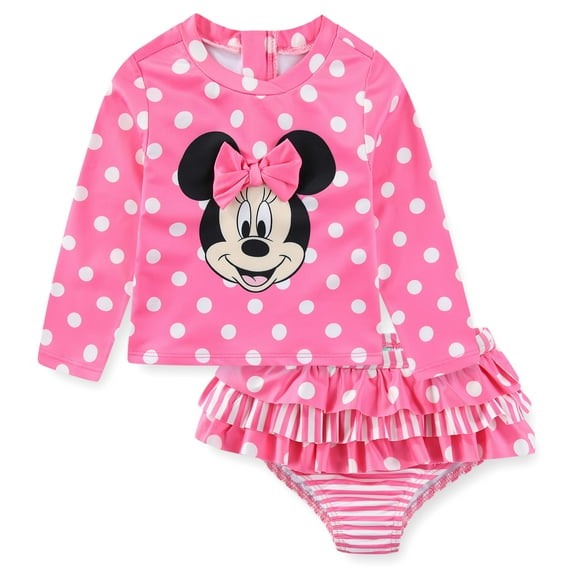 Disney Minnie Mouse UPF 50+ Long Sleeve Rash Guard & Bikini Bottom ...