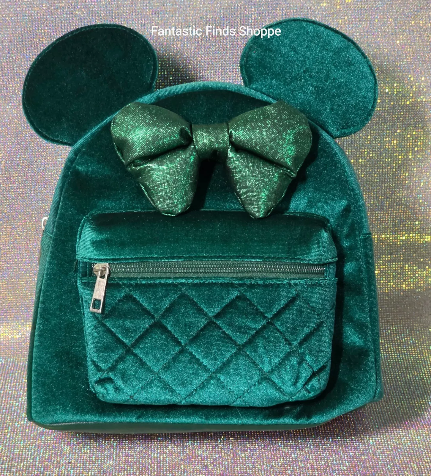 Disney Minnie Mouse Velvet 3D Ears & Bow Green Mini Backpack NWT ...