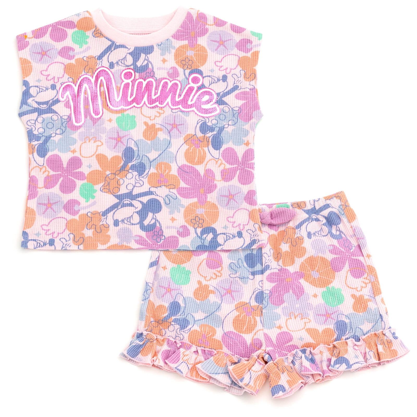 Disney Minnie Mouse Waffle Knit T-Shirt and Shorts Outfit Set Newborn ...