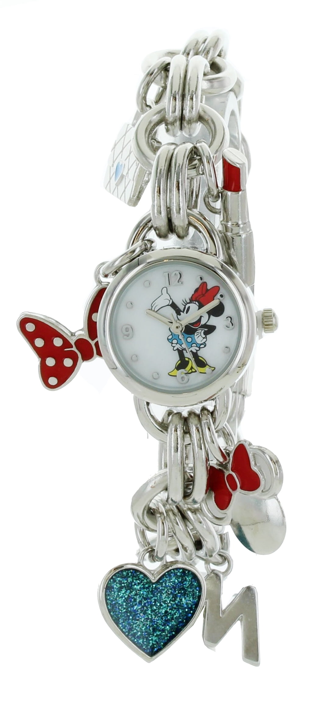 Disney Minnie Mouse Women Stainless Steel Charm Bracelet Watch MN2217 ...