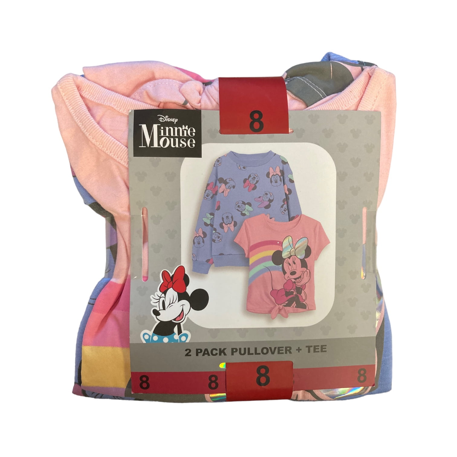 Disney Minnie Mouse Youth Girl's 2 Pack Short Sleeve Tee and Crew Neck ...