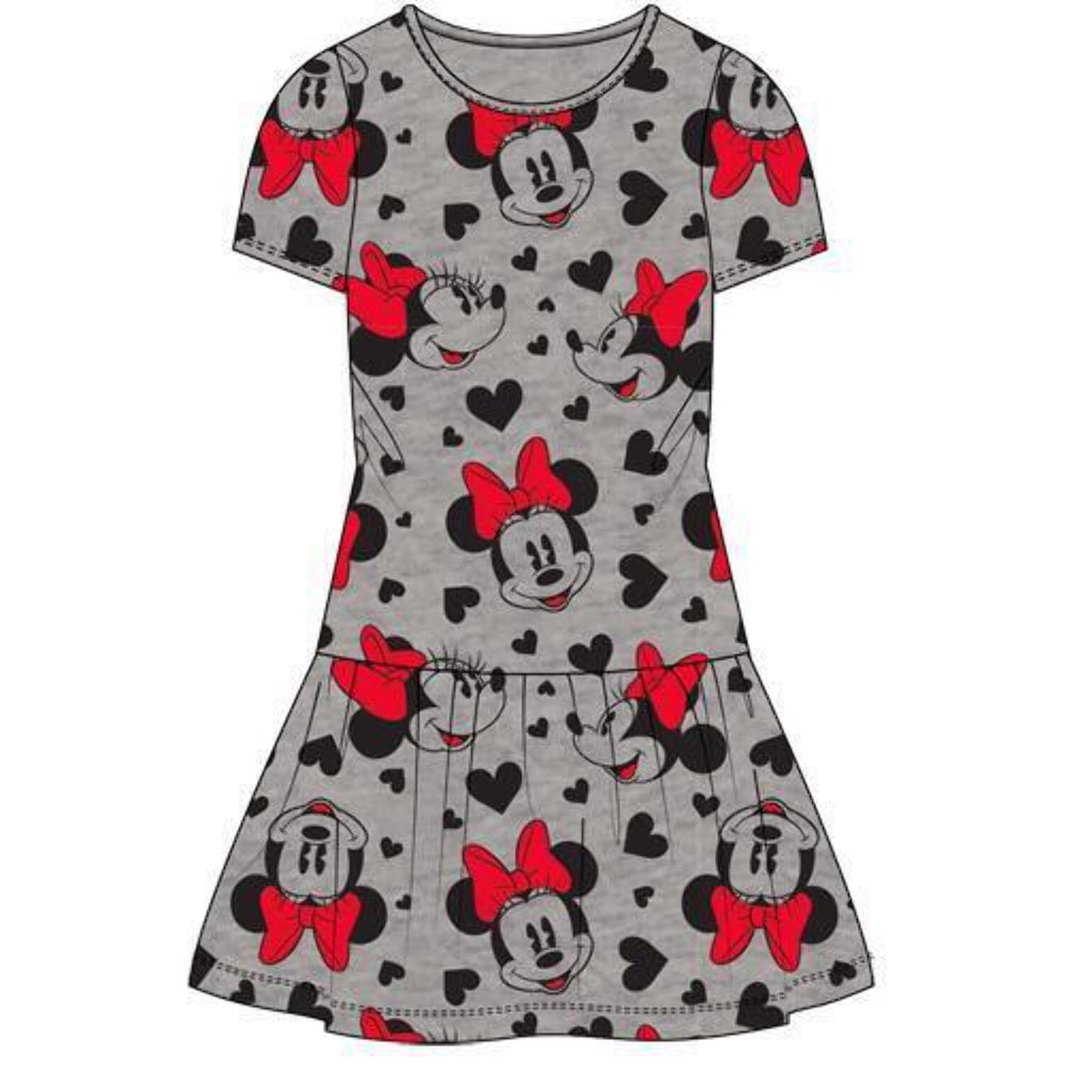 Disney Minnie Mouse Youth Girls Dress with Hearts, Grey - Walmart.com