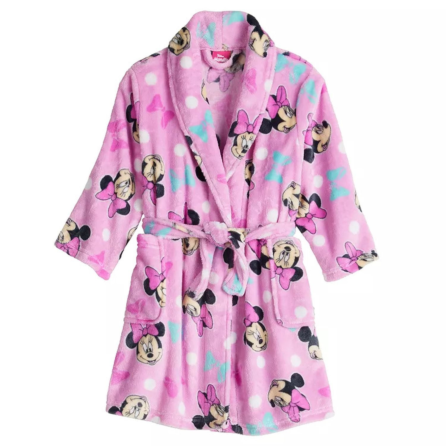 Disney Minnie Mouse and Bows Pink Minky Fleece Toddler Girl's Bathrobe ...