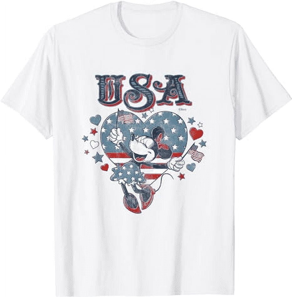 Disney Minnie Mouse with American Flags USA 4th of July T-Shirt ...