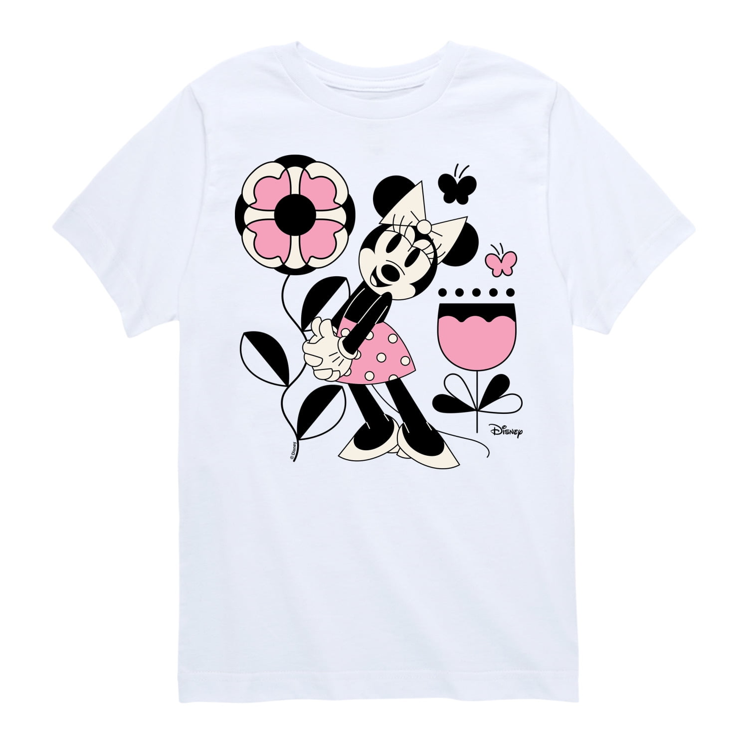 Disney - Minnie Mouse with Flowers & Butterflies - Youth Short Sleeve ...