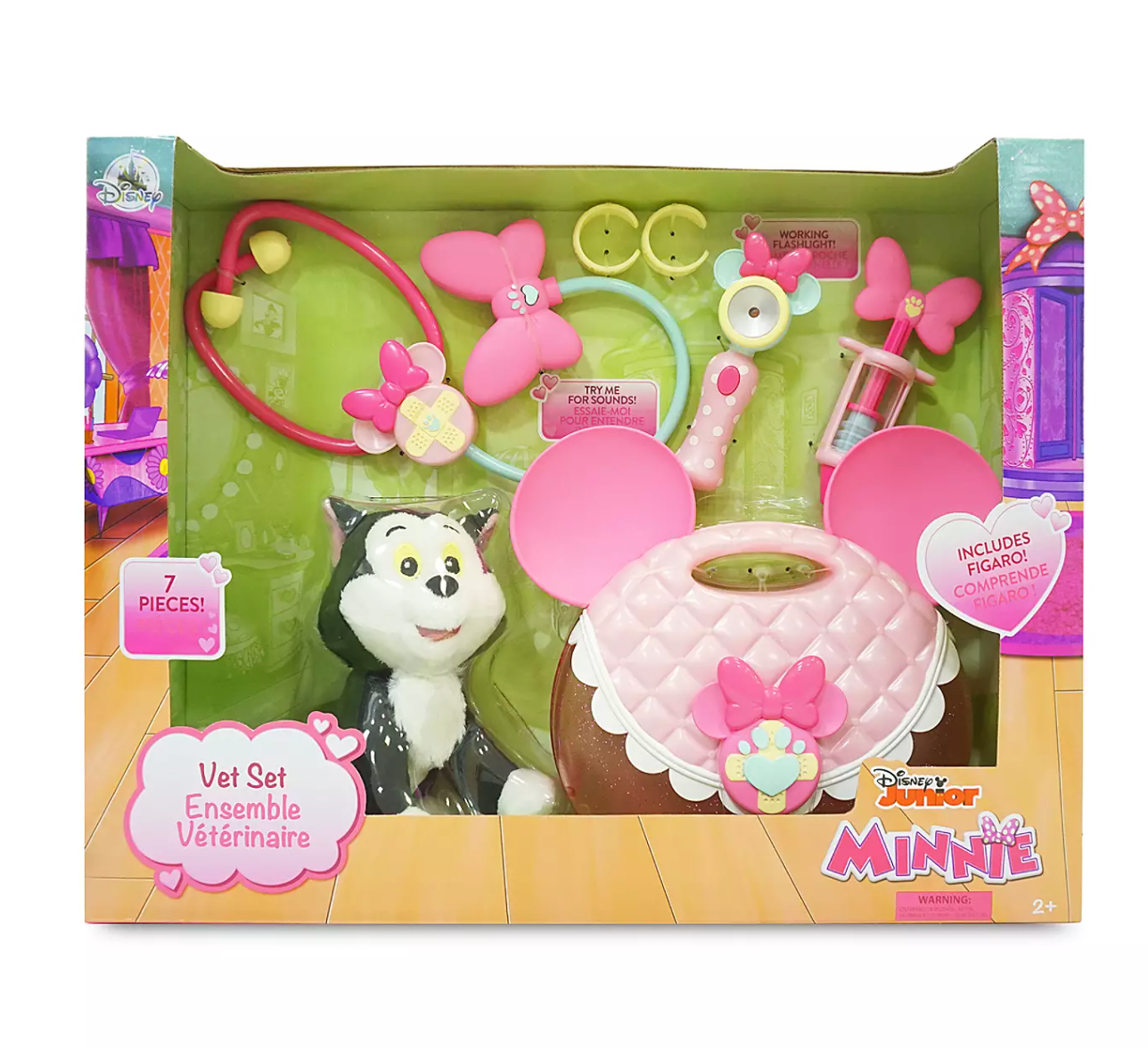 Disney Minnie and Figaro Plush Vet Set Play Set with Play Stethoscope ...
