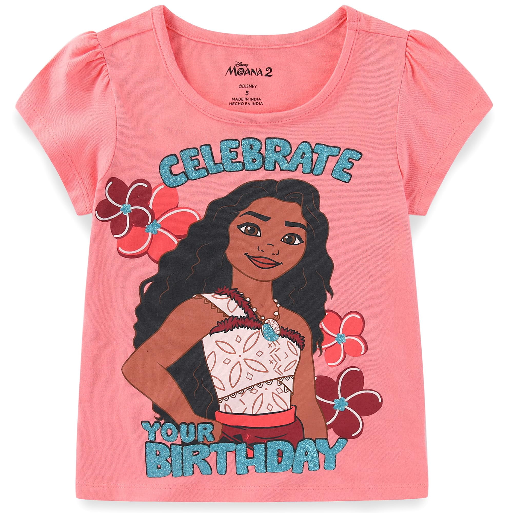 Disney Moana 2 Birthday Short Sleeve T-Shirt (Girls), Sizes 2T-12 ...