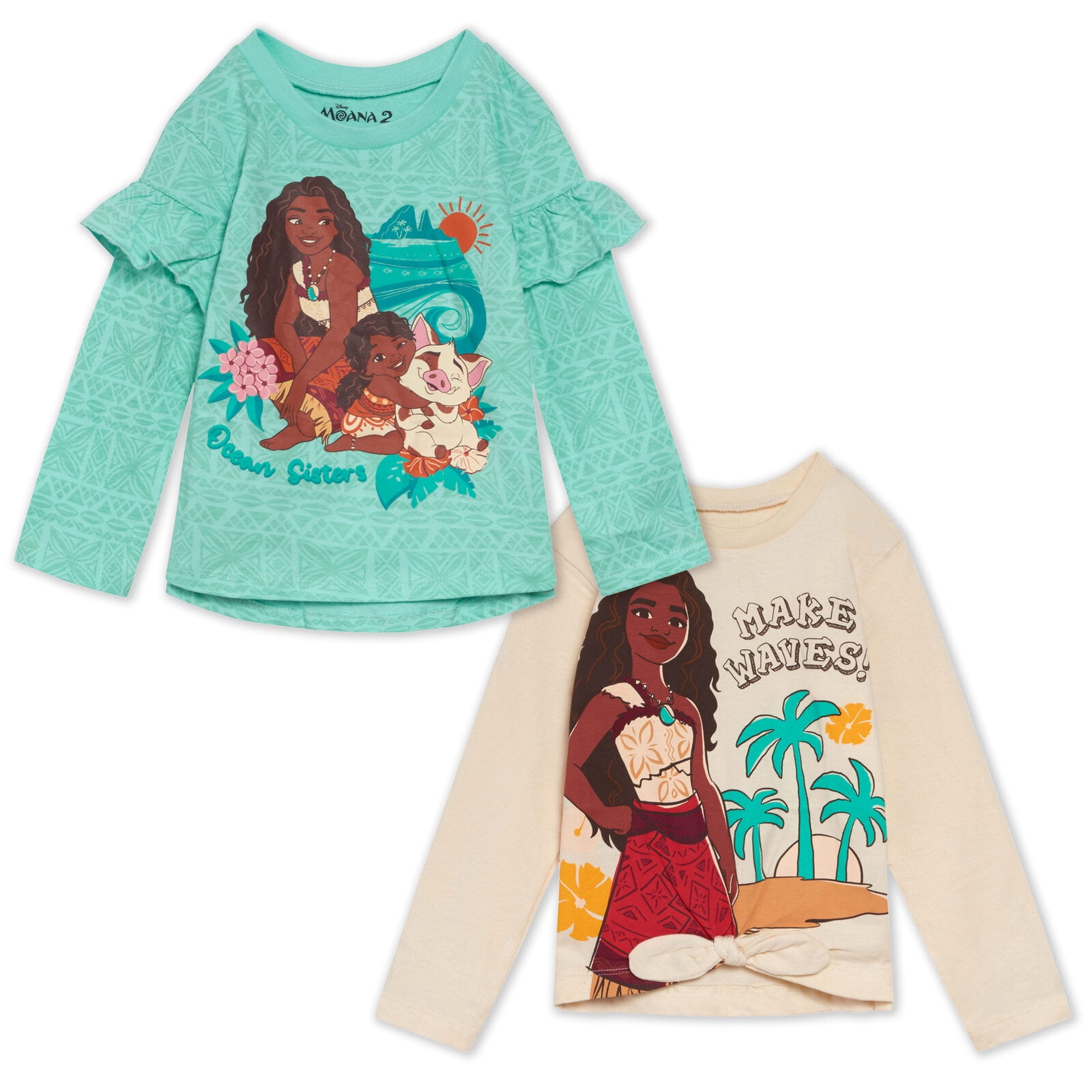 Disney Moana 2 Pack Long Sleeve T-Shirts Infant to Big Kid - Walmart.com