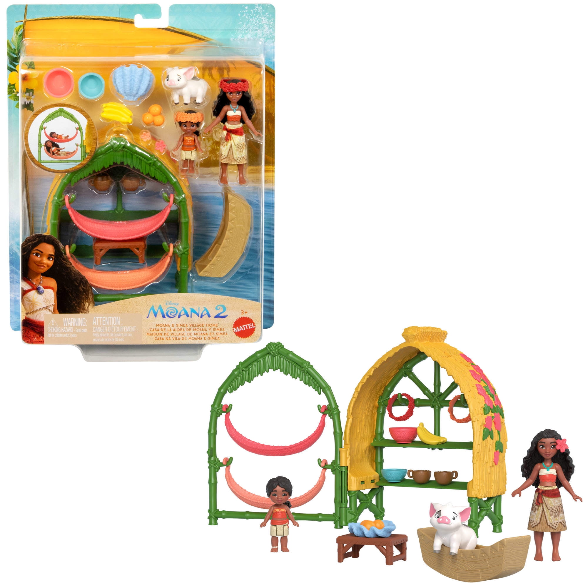 Disney Moana 2 Toys, Moana & Simea Village Home Playset, 2 Small Dolls ...