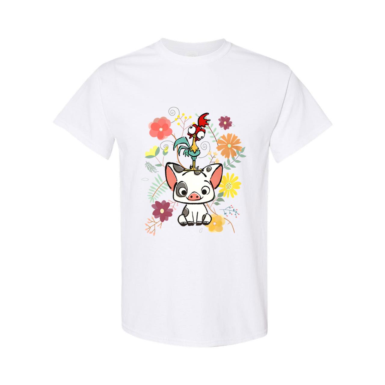 Disney Moana 70s Style Floral Pua And Hei Hei Tee Unisex Adult Shirt ...