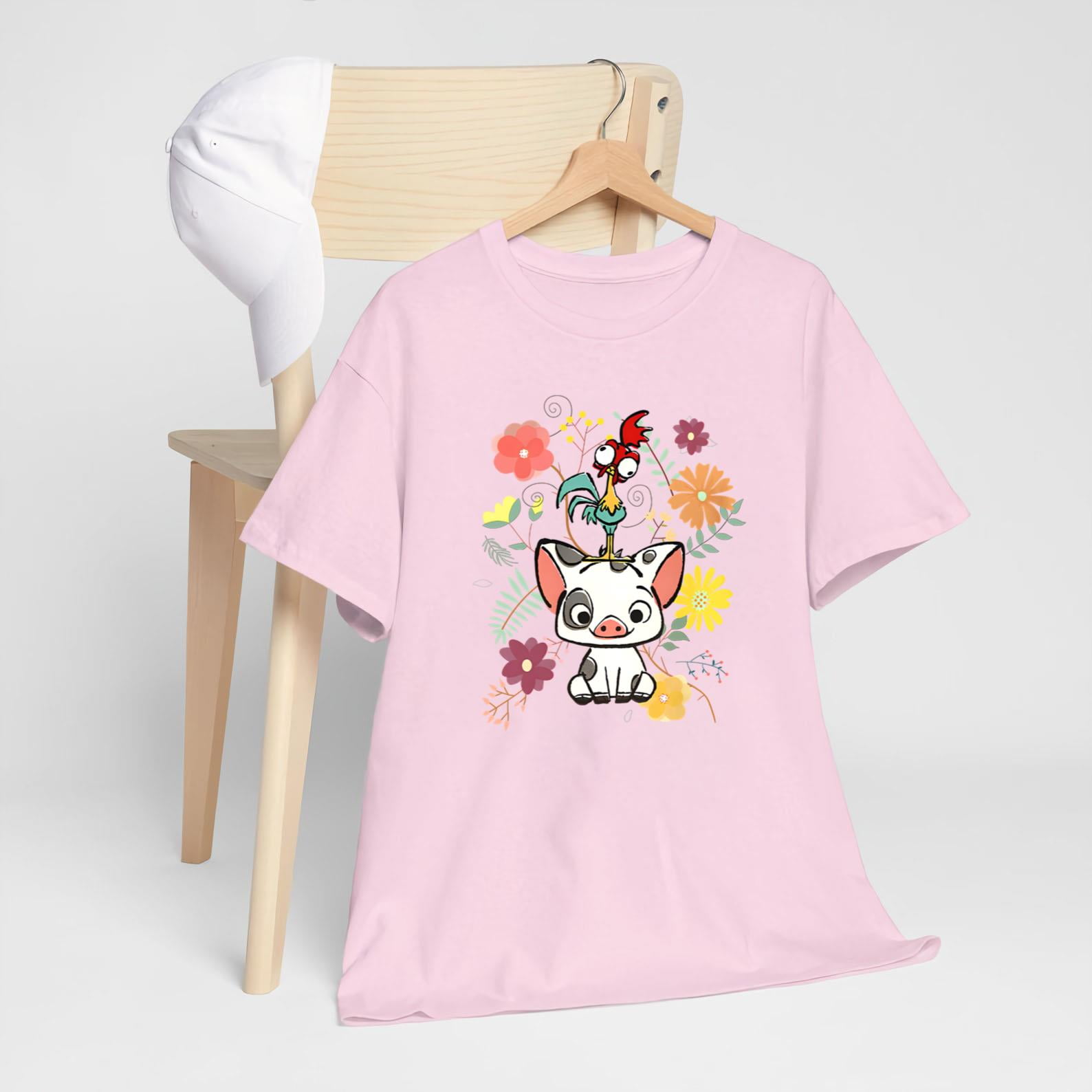Disney Moana 70s Style Floral Pua And Hei Hei Tee Unisex Adult Shirt ...