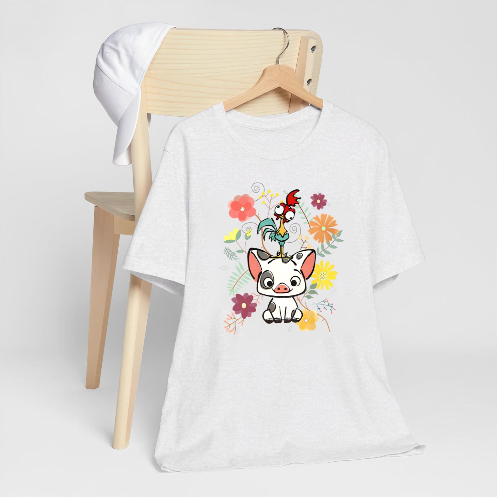 Disney Moana 70s Style Floral Pua And Hei Hei Tee Unisex Adult Shirt ...