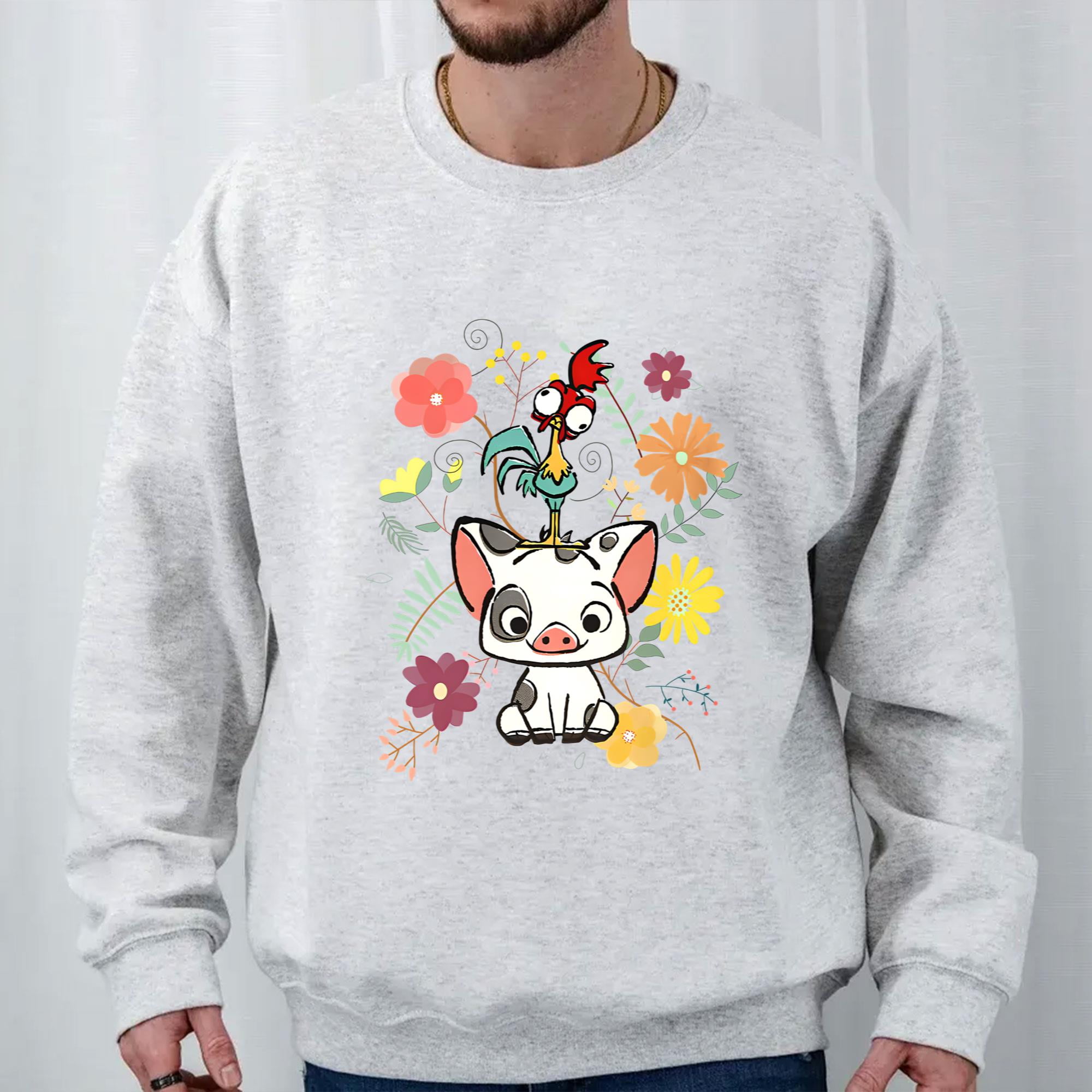 Disney Moana 70s Style Floral Pua And Hei Hei Tee Unisex Adult Shirt ...