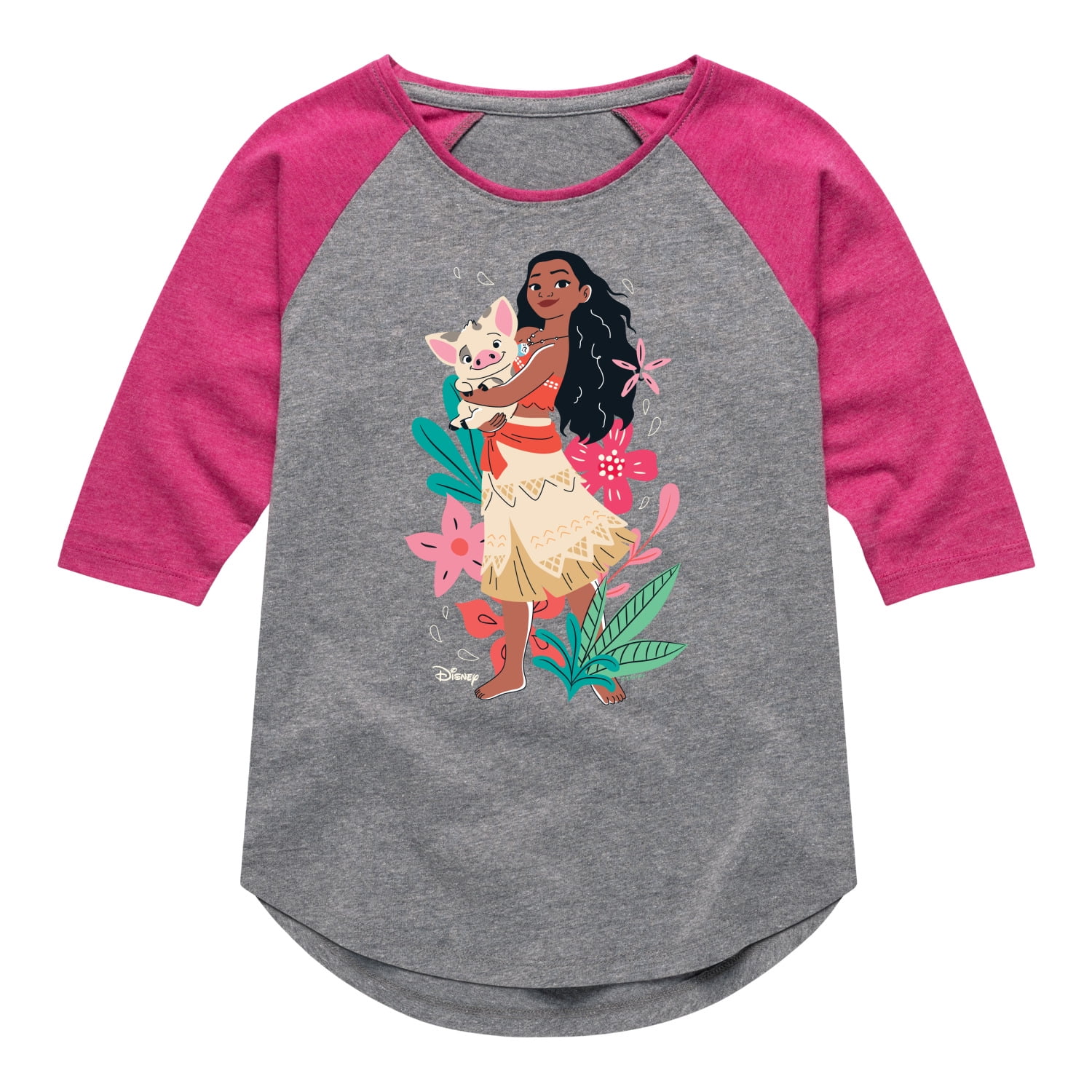 Disney - Moana And Pua - Toddler & Youth Girls Raglan Graphic T-Shirt ...