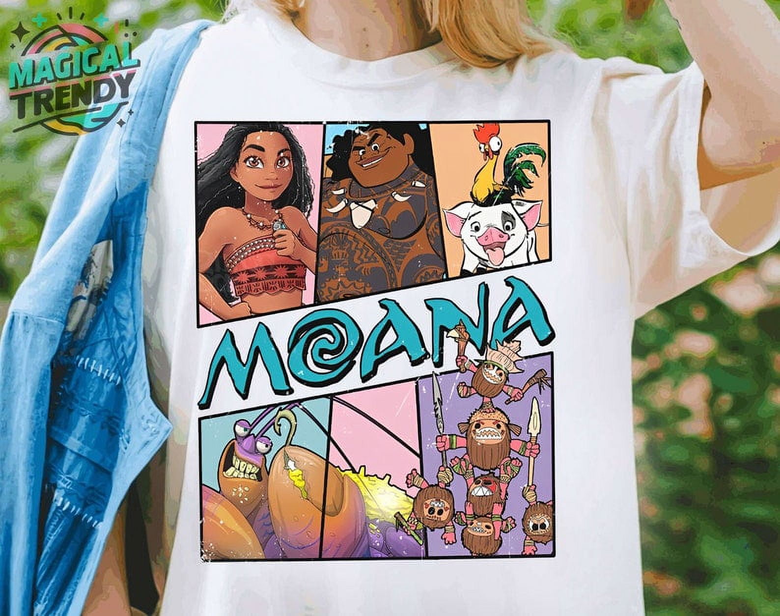 Disney Moana Characters Group Shot Shirt, Funny Tamatoa, Maui, Hei Hei ...