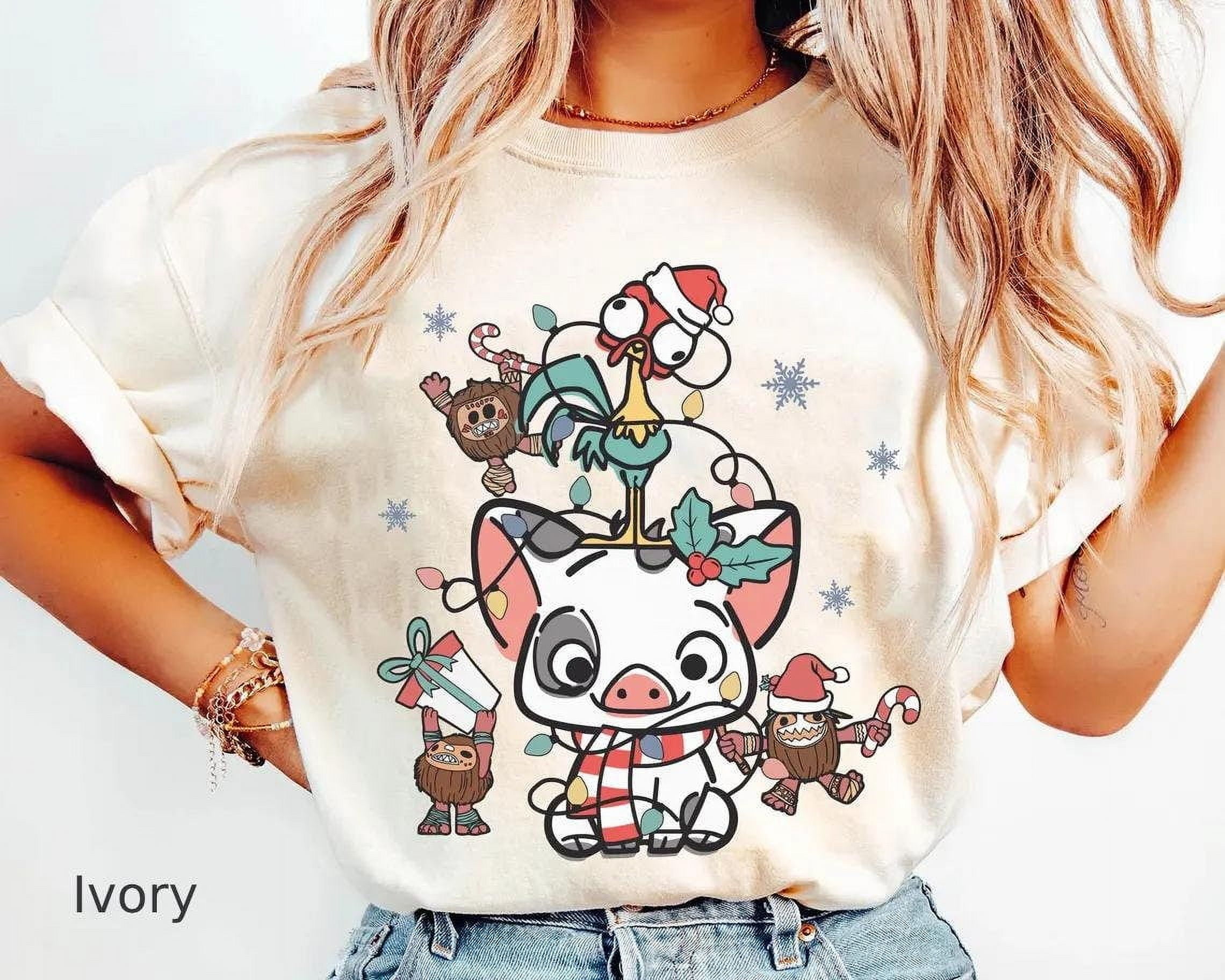 Disney Moana Christmas Comfort Colors T-Shirt, Pua Hei Hei Kakamora ...