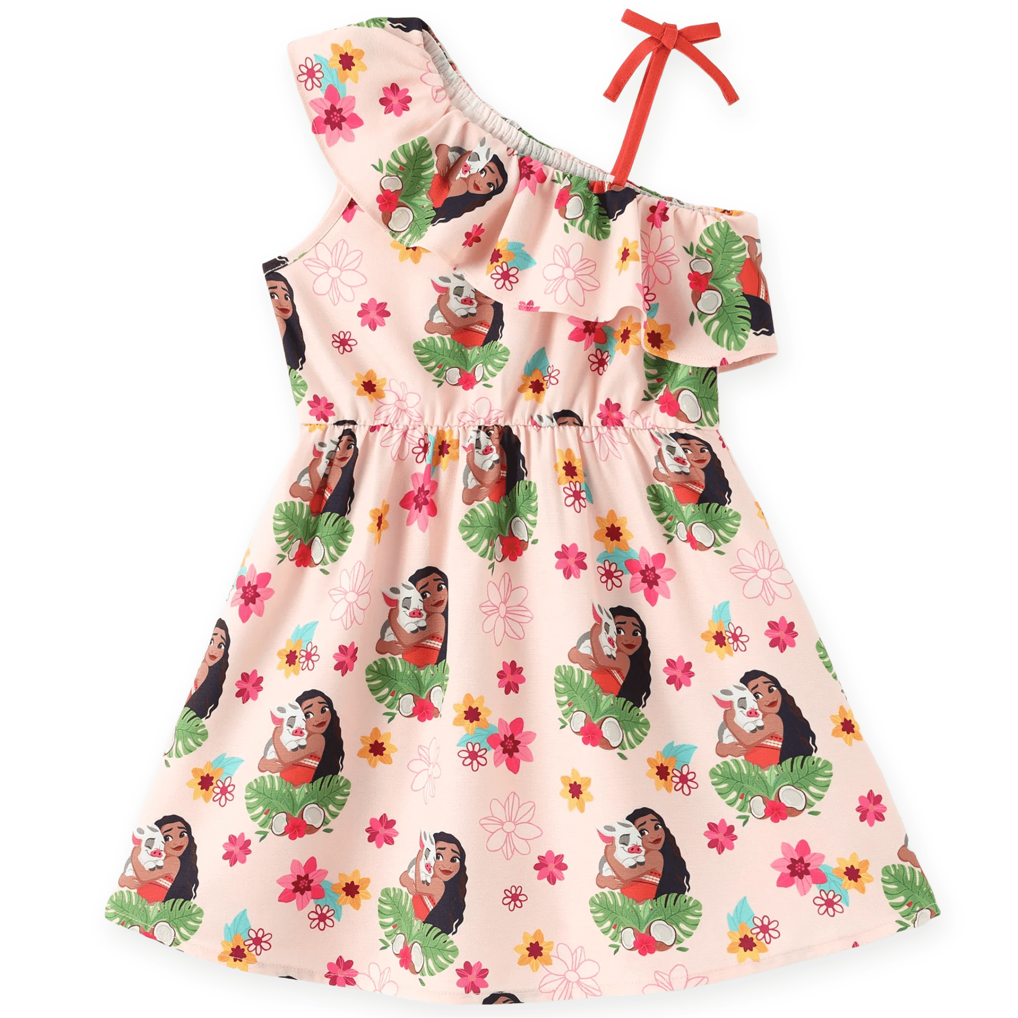 Disney Moana Girls Dresses Princess Graphic Ruffled One Shoulder ...