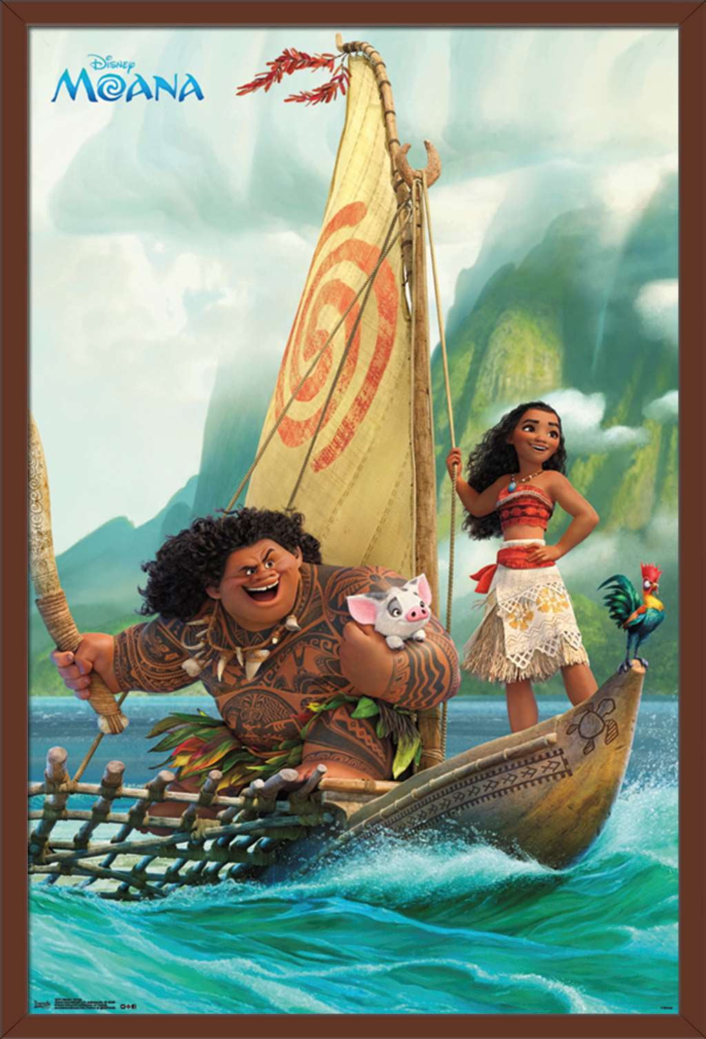 Disney Moana - Group Wall Poster, 22.375" x 34", Framed - Walmart.com