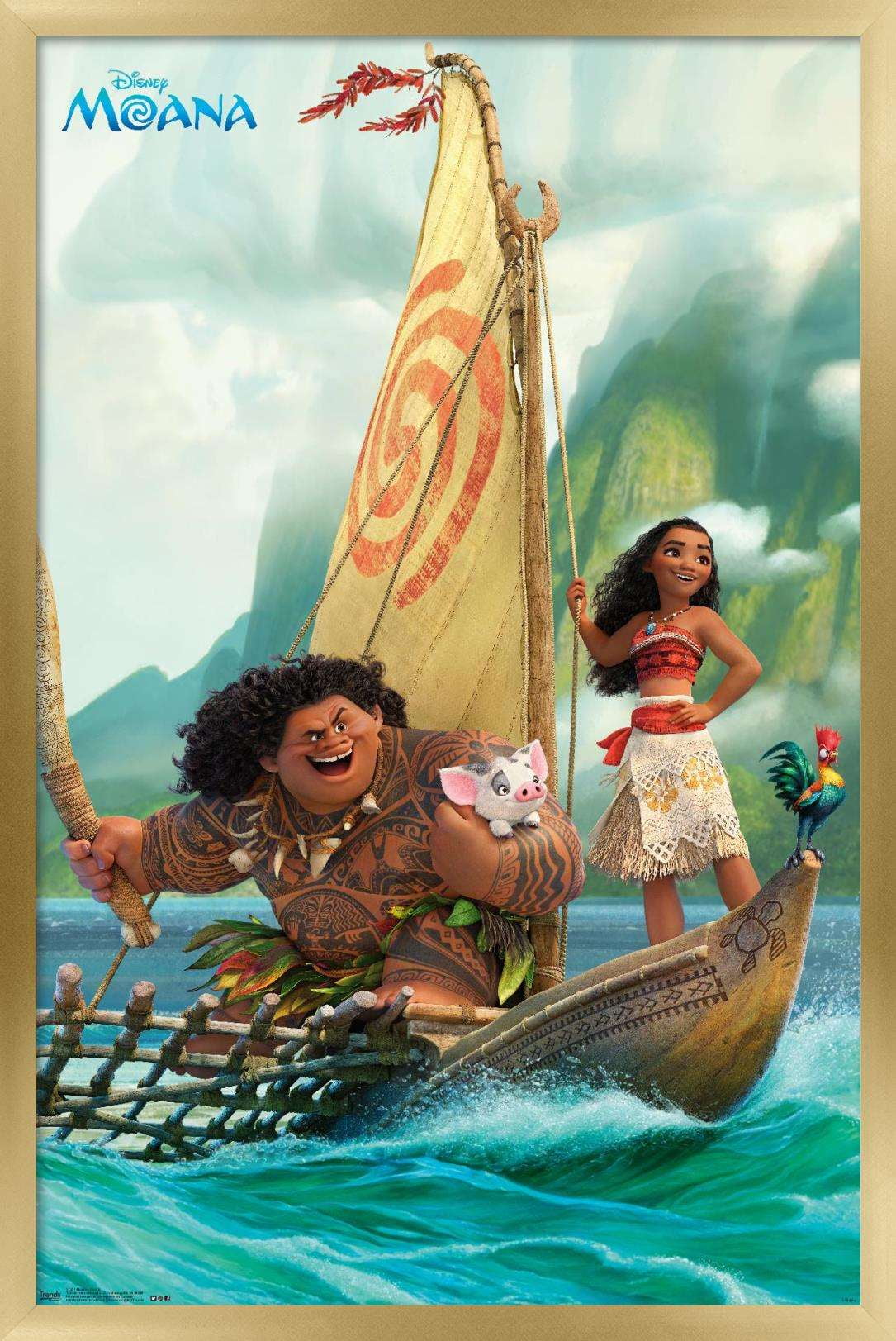 Disney Moana - Group Wall Poster, 22.375" x 34", Framed - Walmart.com