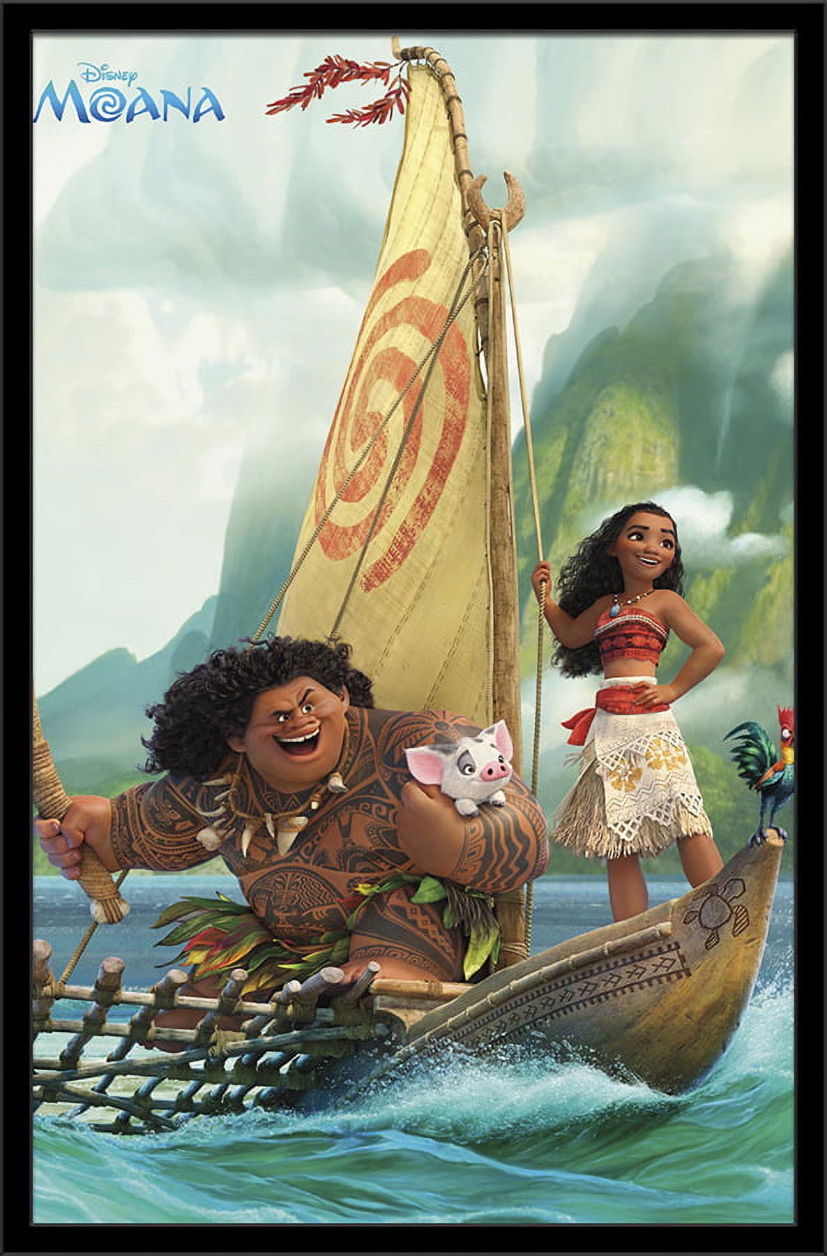 Disney Moana - Group Wall Poster, 22.375" x 34", Framed - Walmart.com