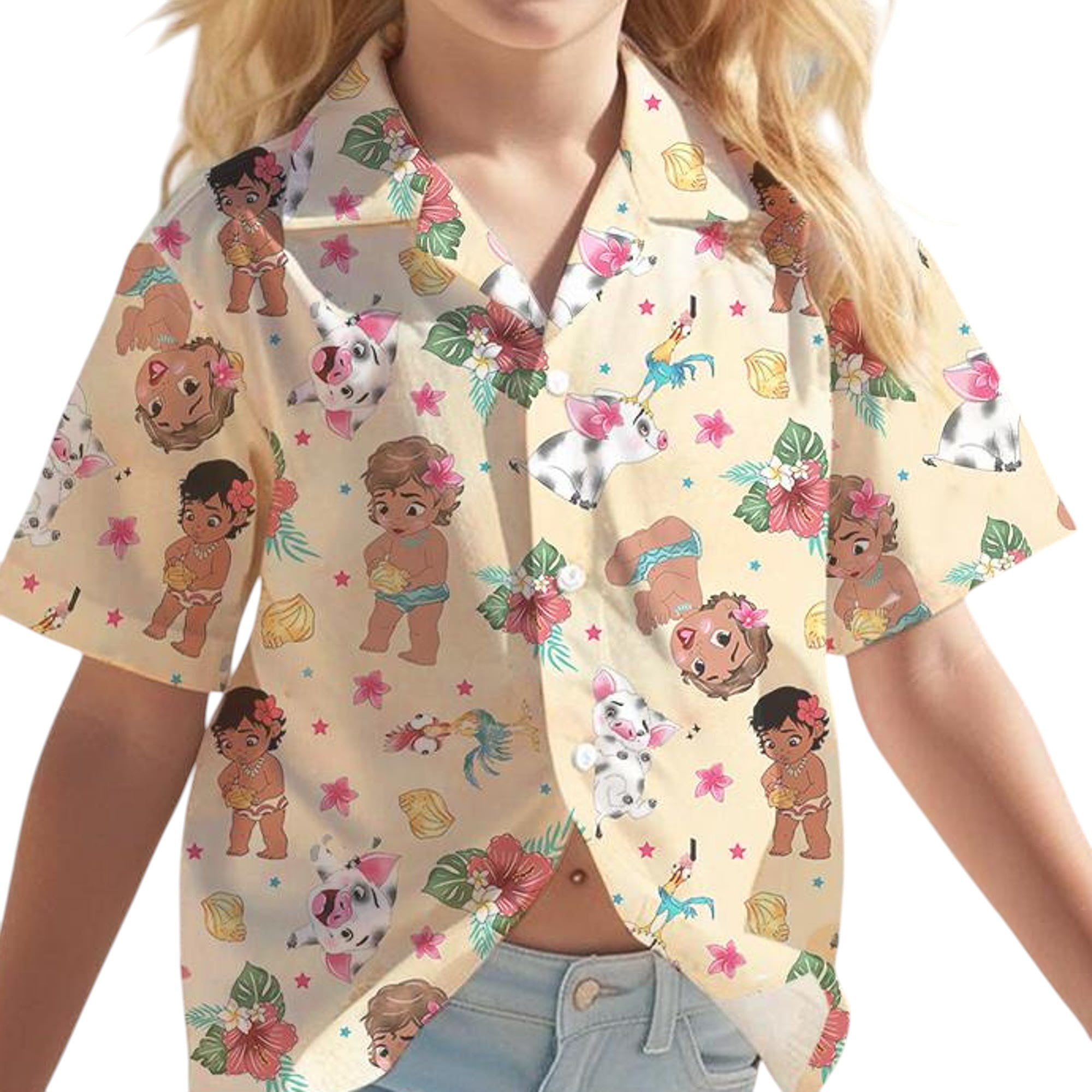 Disney Moana Hawaiian Shirt with Pua and Hei Hei - Walmart.com