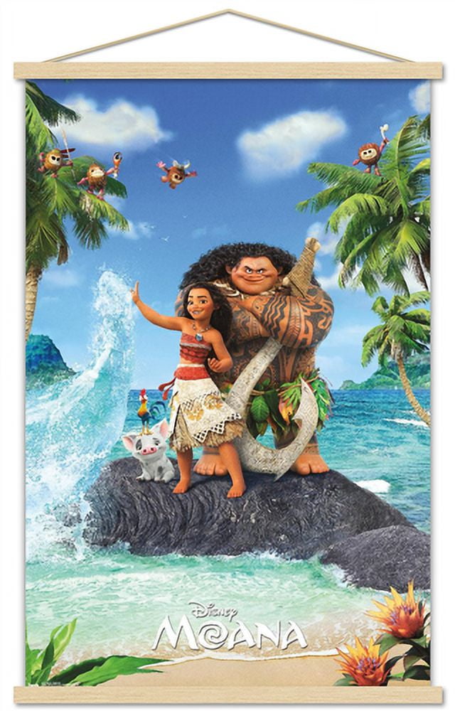 Disney Moana - High Five Wall Poster with Wooden Magnetic Frame, 22.375 ...