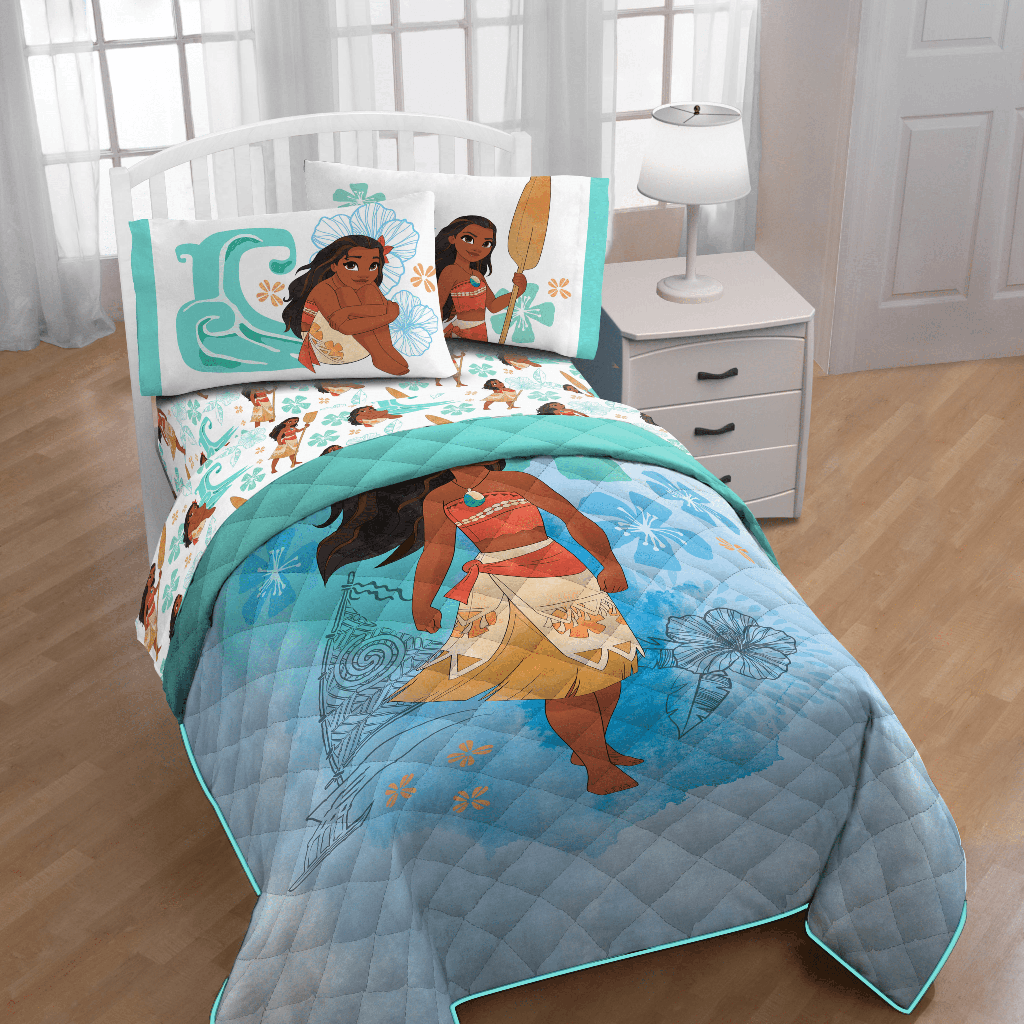 Disney Moana Island Girl 4 Piece Twin Size Quilt Set - Walmart.com