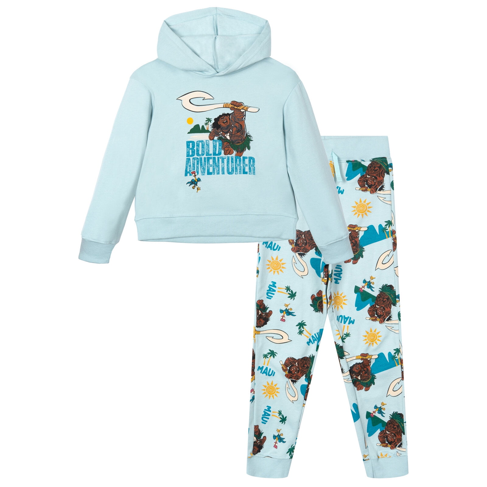 Disney Moana Maui Fleece Drop Shoulder Pullover Hoodie and Jogger Pants ...