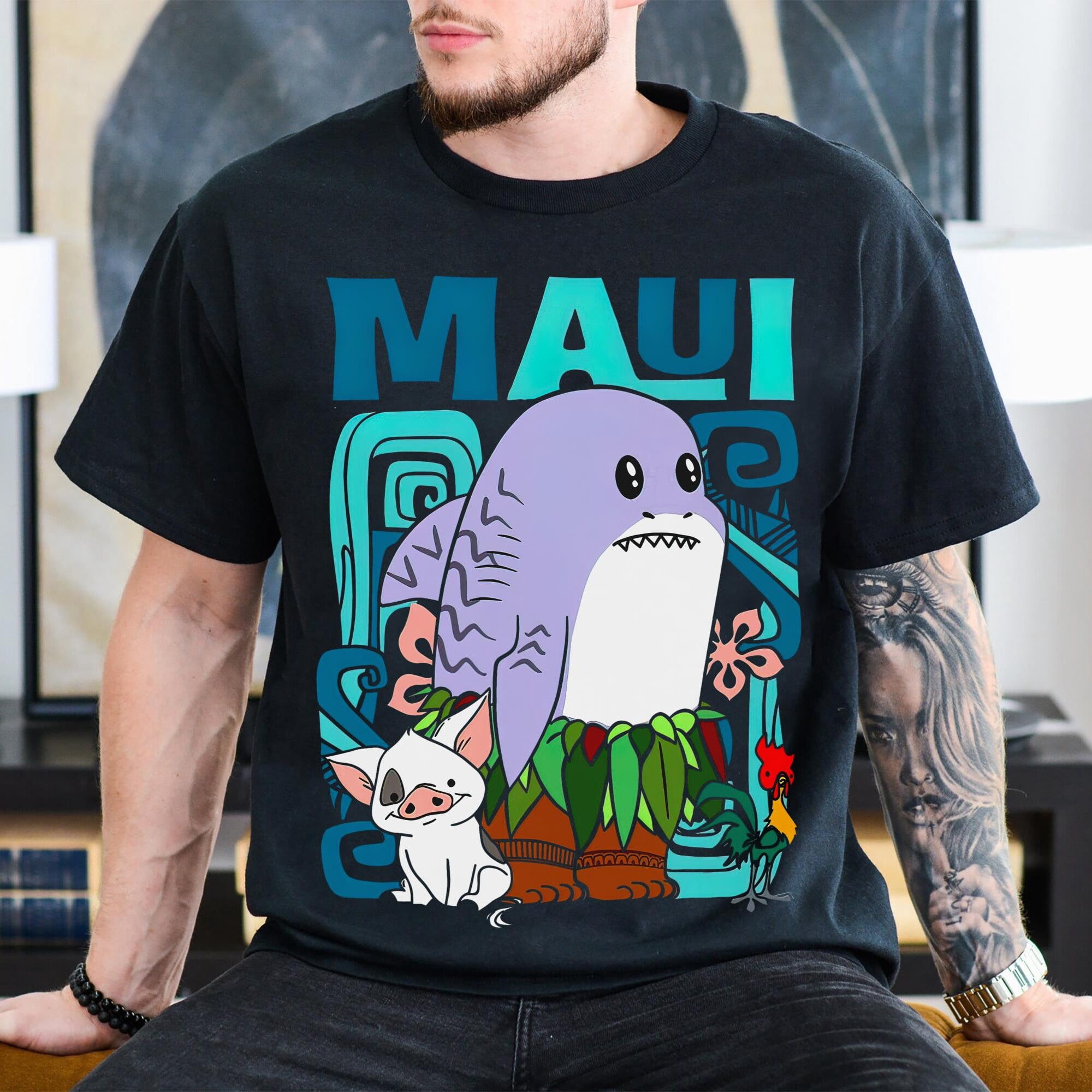 Disney Moana Princess Shirt Maui Half Shark Hei Hei Pua Pig T-shirt Tee ...