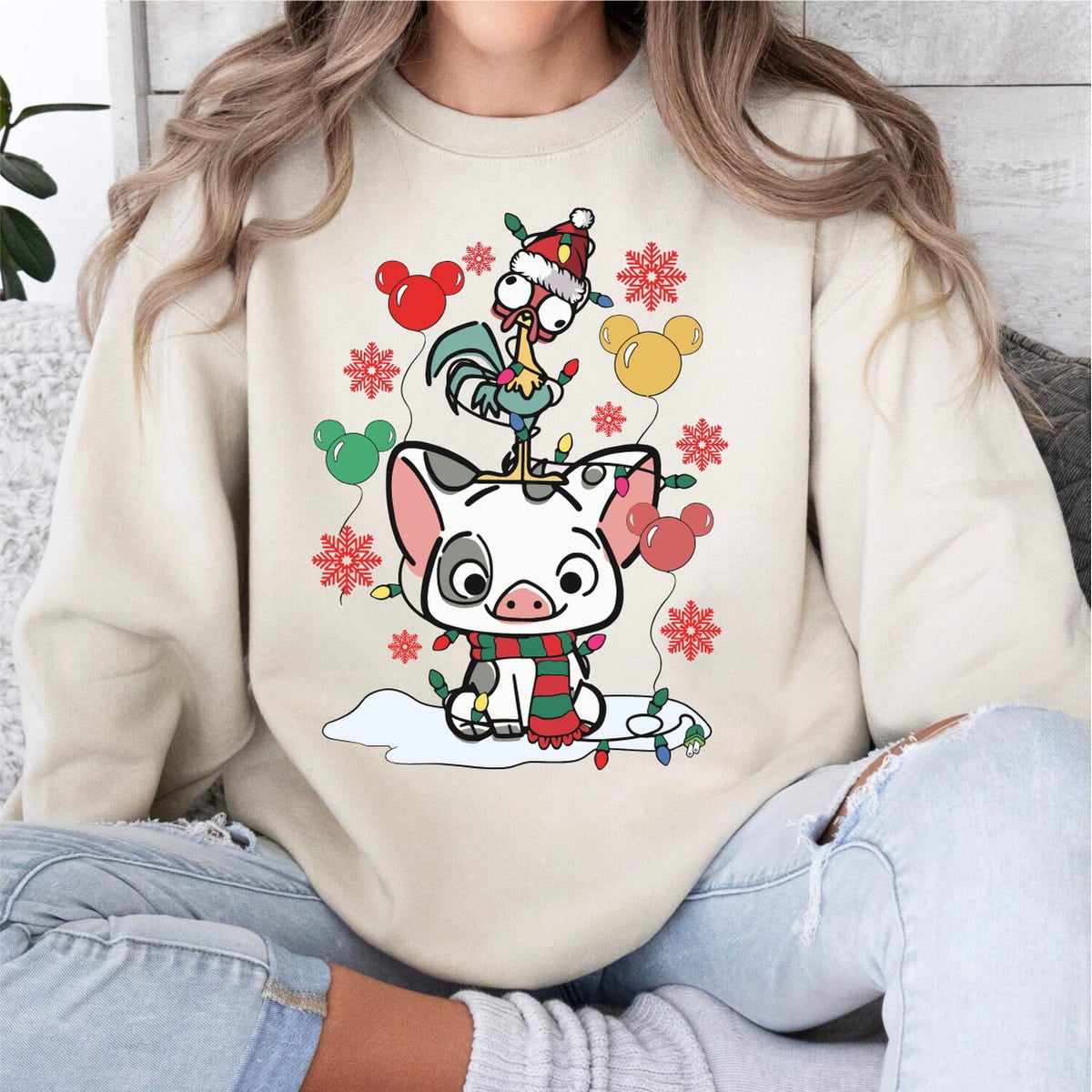 Disney Moana Pua And Hei Hei Christmas Sweatshirt - Walmart.com