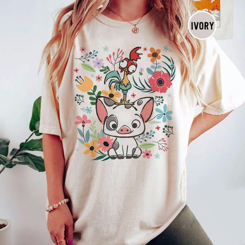 Disney Moana Shirt, Hei Hei and Pua Floral Shirt, Moana Princess Shirt ...