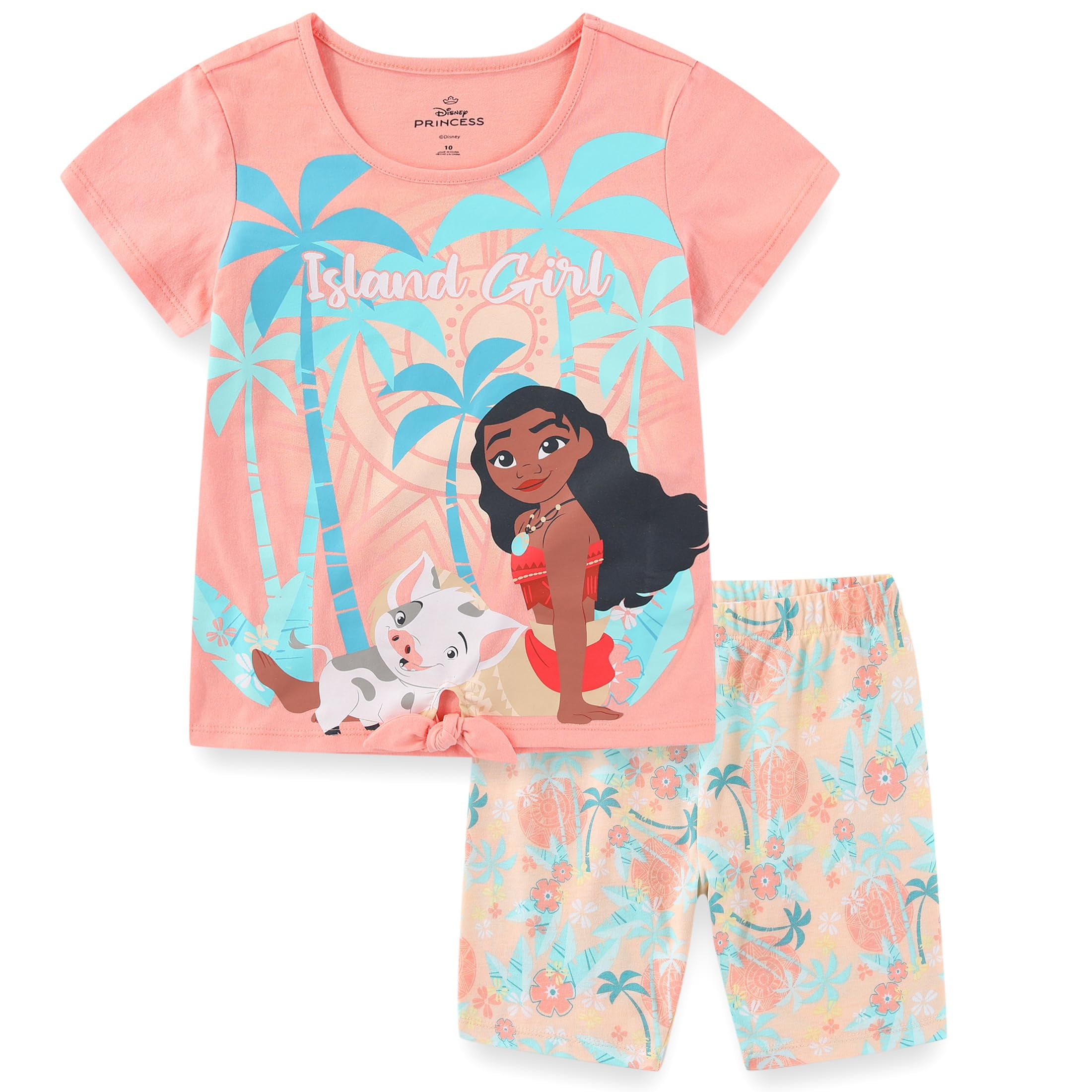 Disney Moana Short Sleeve Shirt and Shorts Set (Girls), 2 Piece Set ...