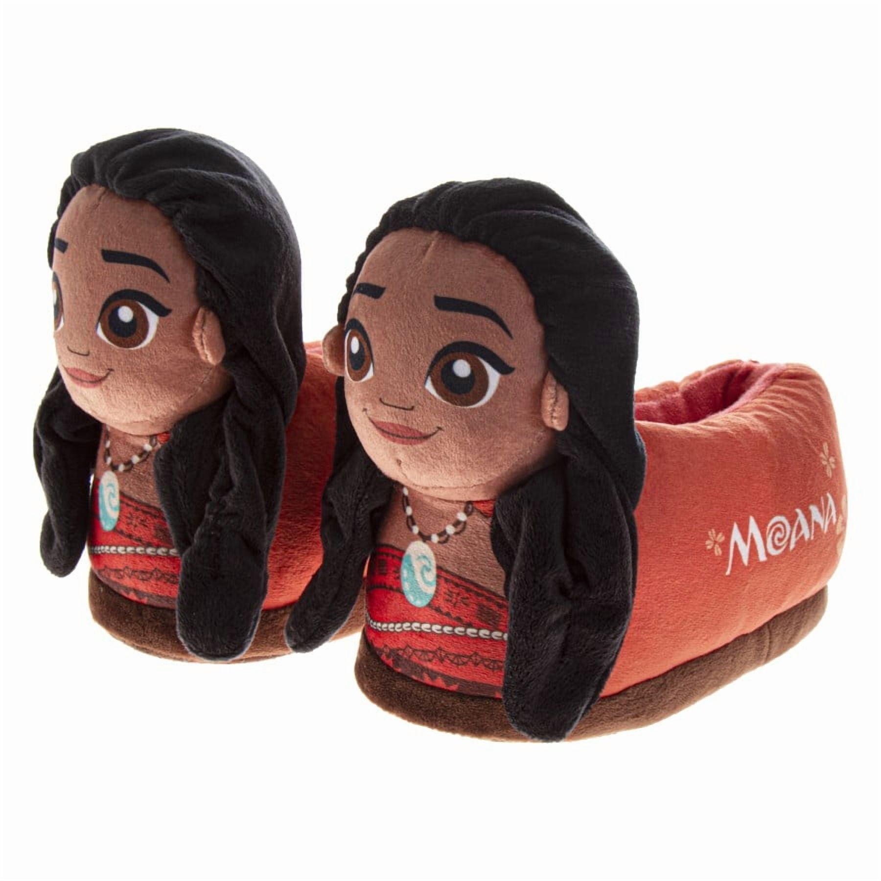Disney Moana Toddler Girls Comfy 3D Plush Slippers, Orange, Size: 11-12 ...