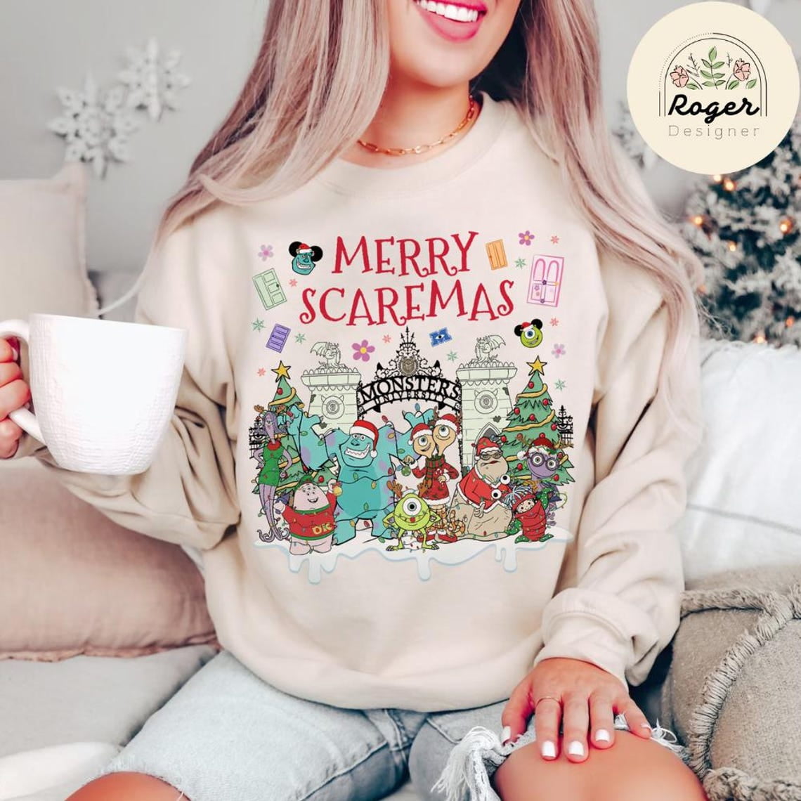 Disney Monsters Inc Christmas Shirt, Monsters University Mike Wazowski Sully Boo Family ...