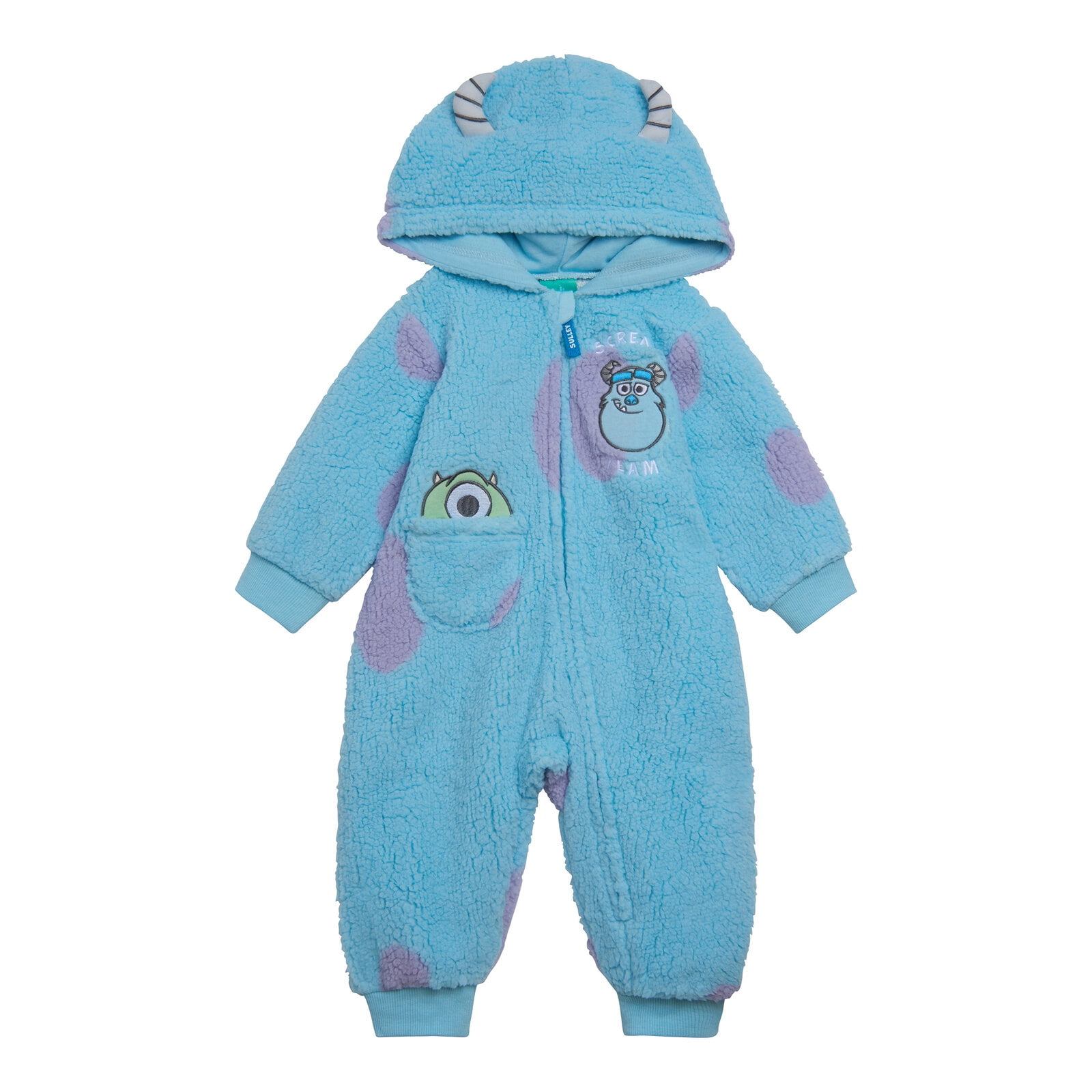Disney Monsters Inc. Mike Sully Cozy Sherpa Zip Up Cosplay Coverall ...