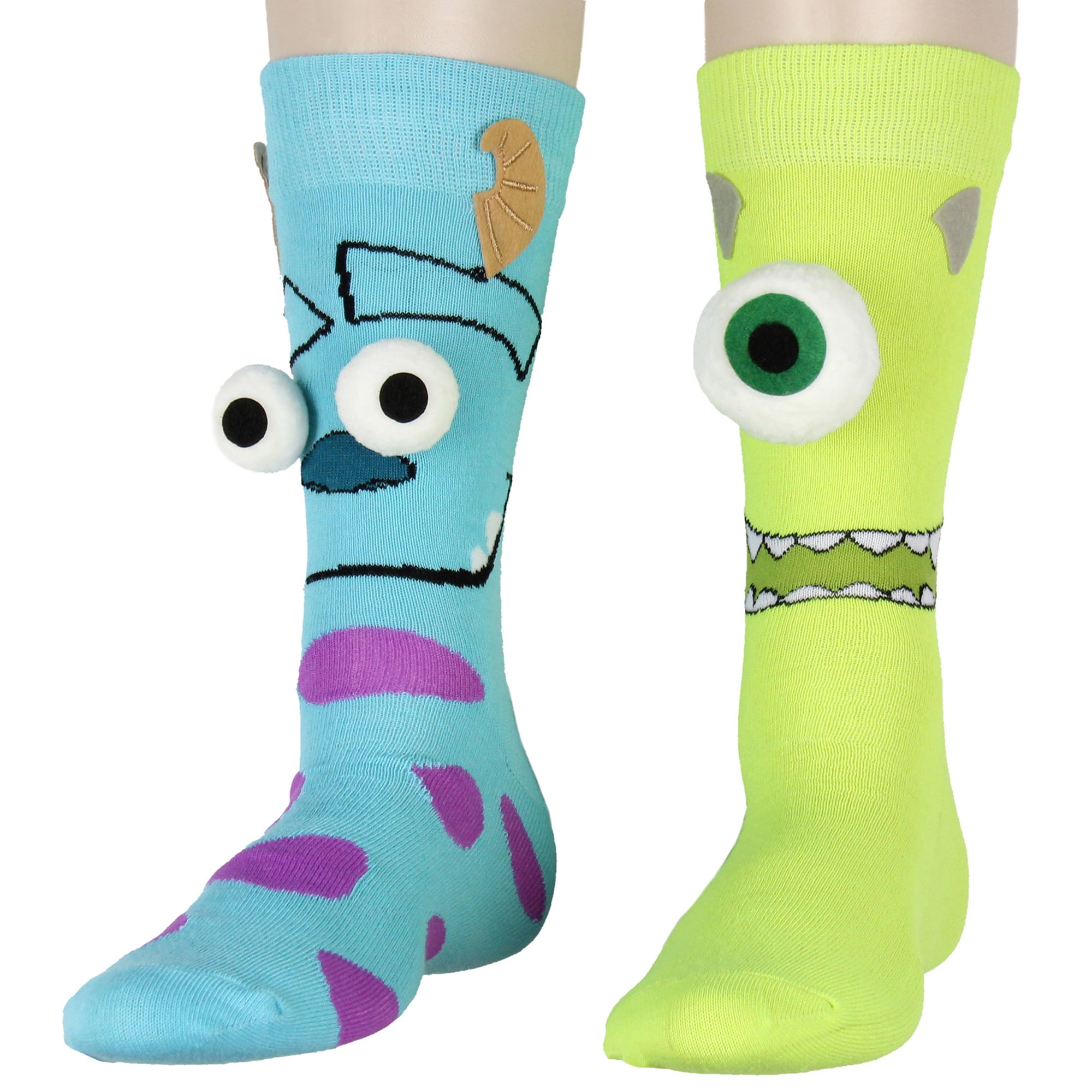 Disney Monsters Inc. Sulley and Mike Wazowski 3D Mismatched Adult Costume Crew Socks - Walmart.com