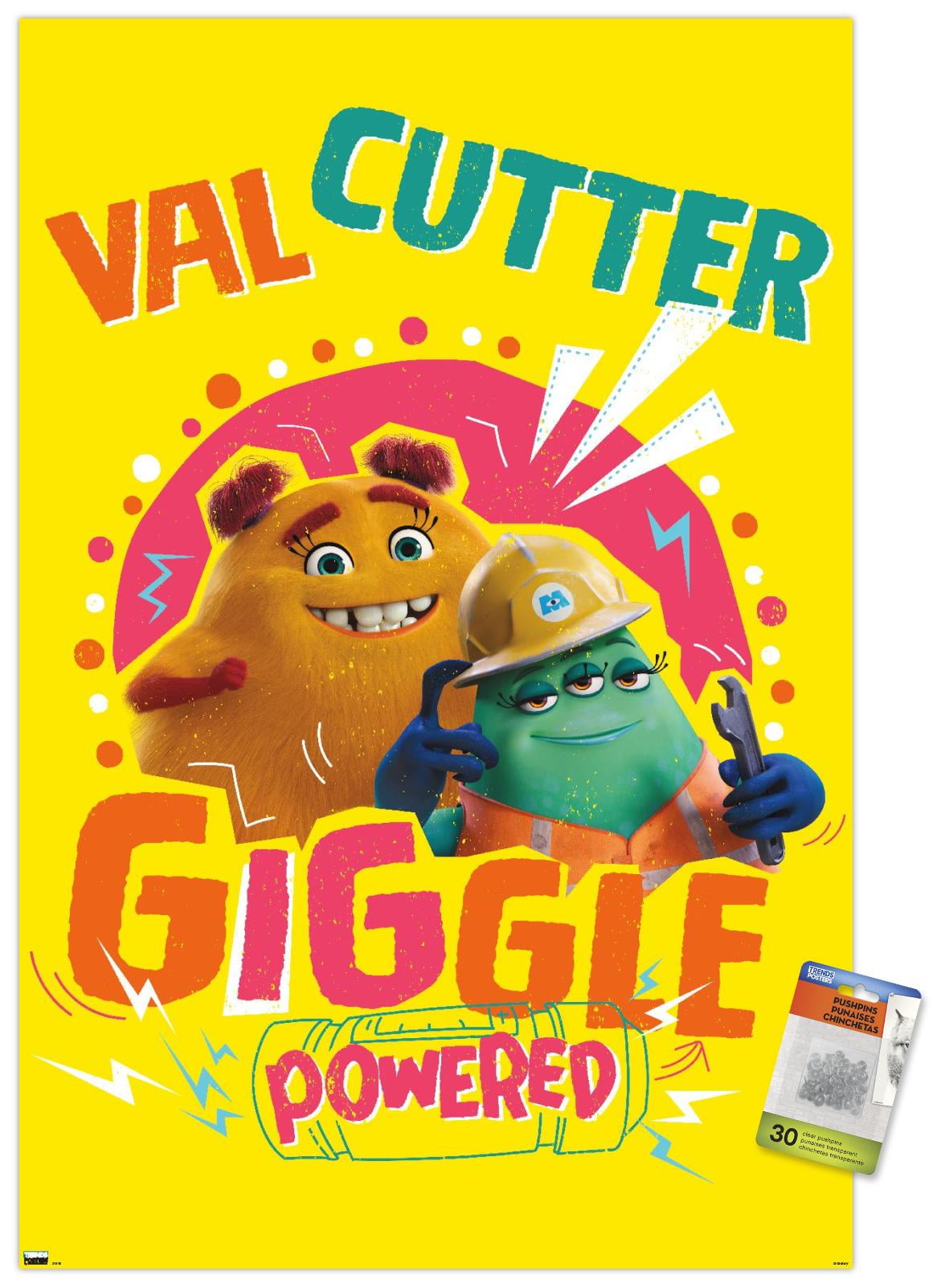 Disney Monsters at Work - Giggle Wall Poster with Pushpins, 22.375" x ...