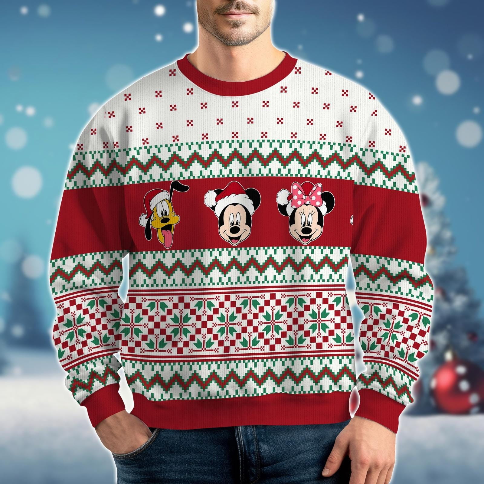 Disney Mouse Ugly T-Shirt, Mickey Minnie Pluto Christmas T-Shirt ...