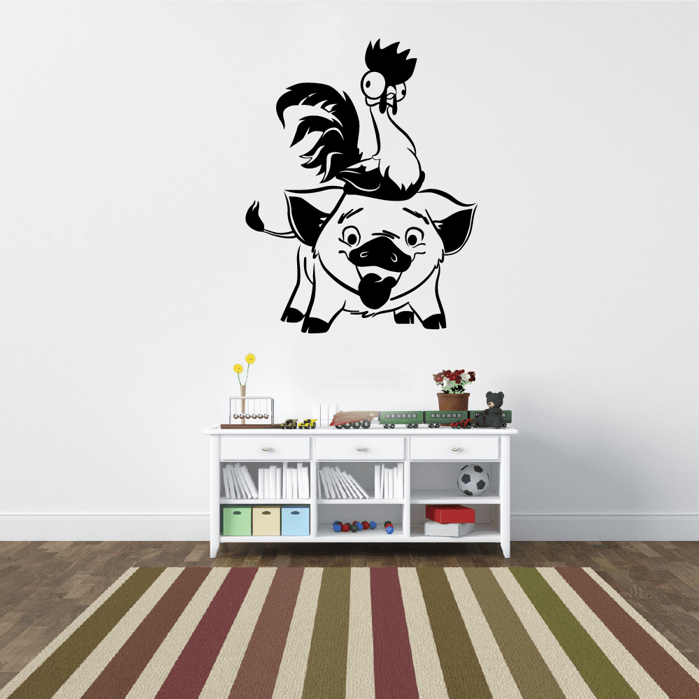 Disney Movie Moana Cute Hei Hei Chicken And Pua The Pig Drawing Vinyl ...