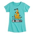 Disney - Mr Broke It Pluto - Youth Girls Fitted Short Sleeve T-Shirt - Walmart.com