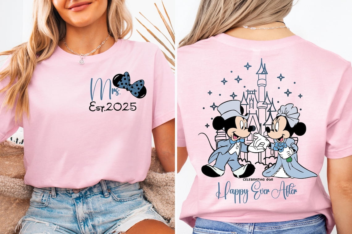 Disney Mrs And Mr Two Sided Shirt, Mickey Minnie Couple Happy Ever ...