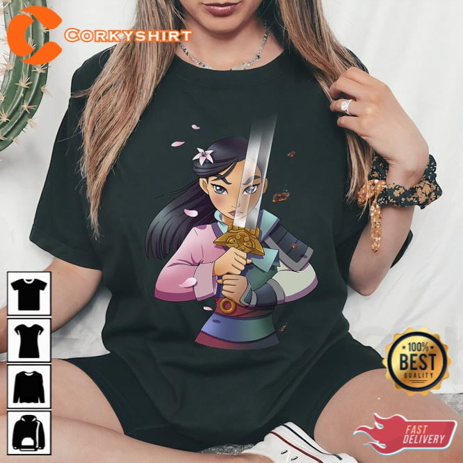Disney Mulan Anime Half Girl Half Warrior Graphic T-shirt - Walmart.com