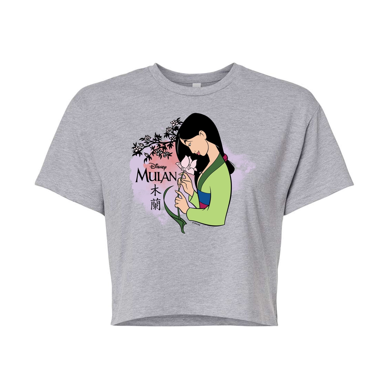 Disney Mulan - Flowers in Bloom - Juniors Cropped Cotton Blend T-Shirt ...