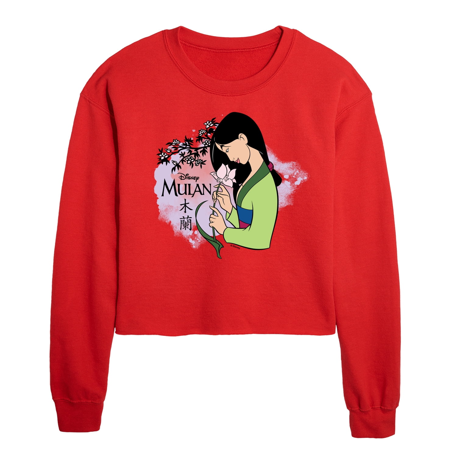 Disney Mulan - Flowers in Bloom - Juniors Cropped Crew Neck Sweatshirt ...