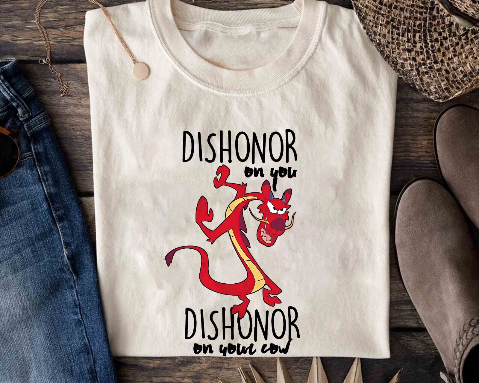Disney Mulan Mushu Dishonor On Your Cow Unisex Adult Kid Shirt ...
