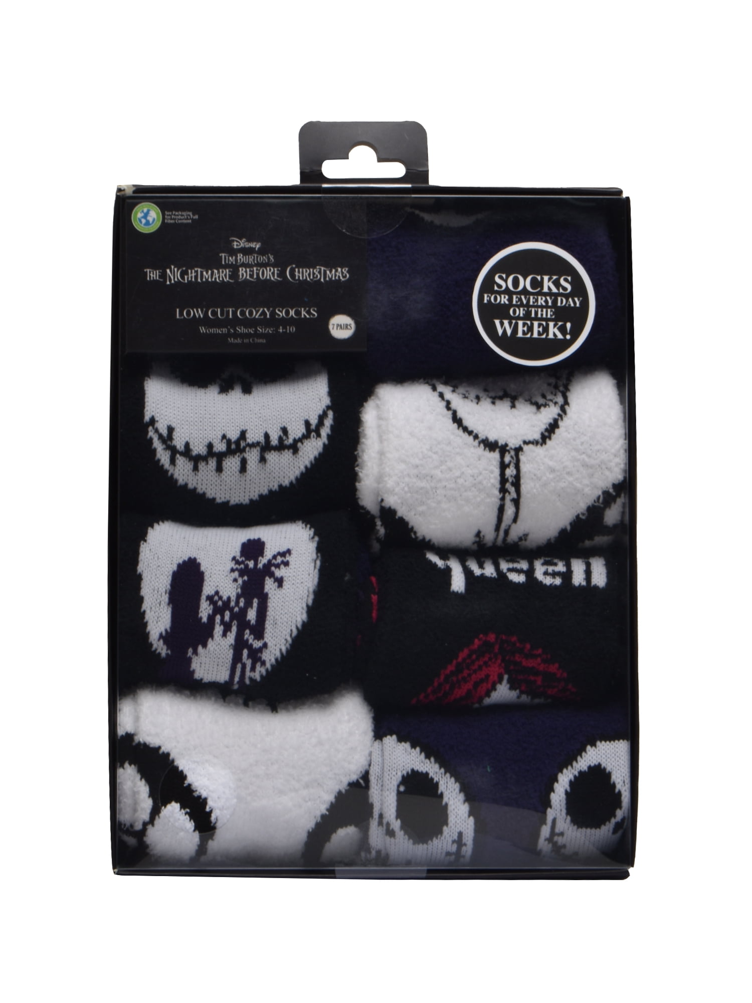 Disney NBC Womens 7-Pack Box Set Low Cut Cozy Socks, Shoe Size 4-10 ...