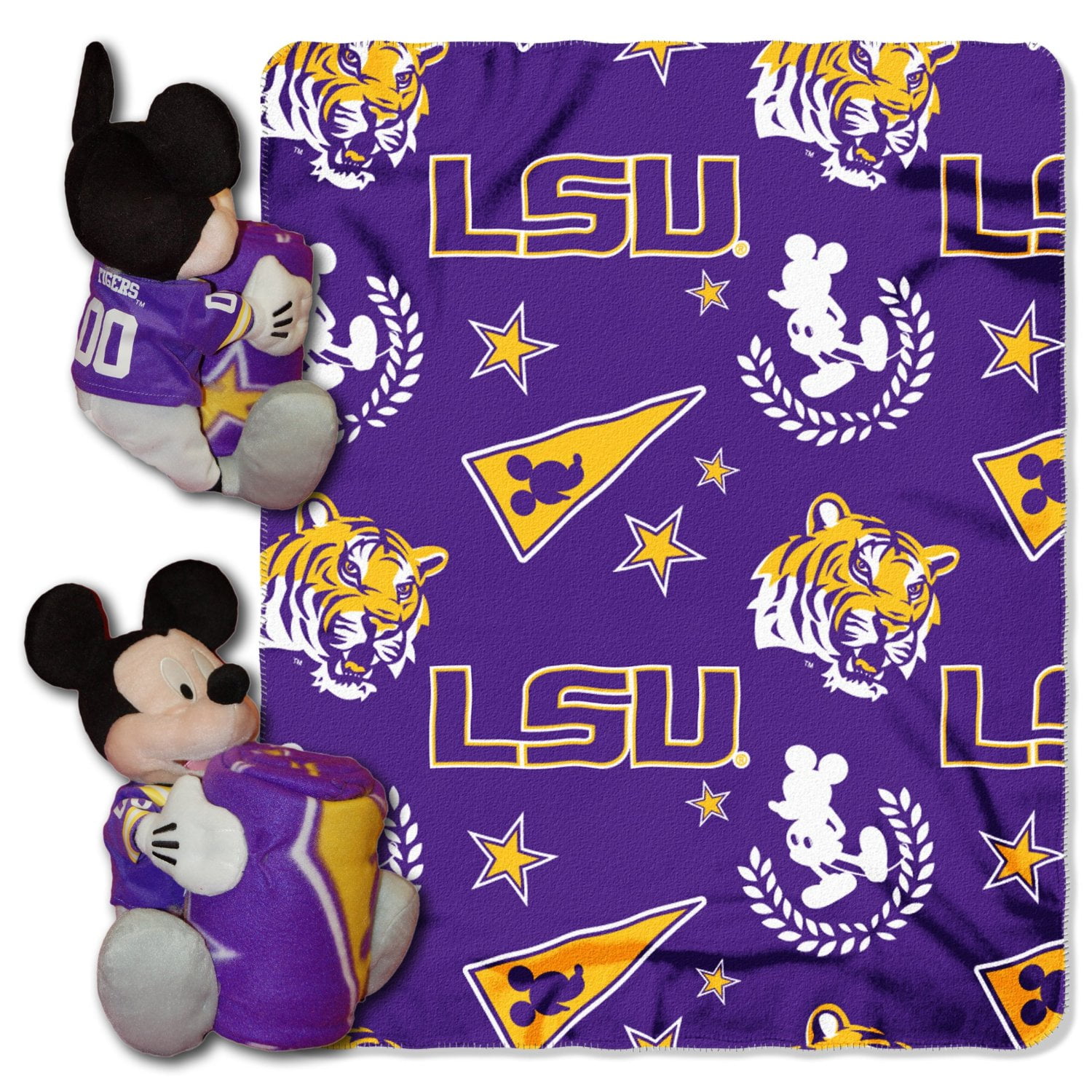 Disney NCAA LSU Tigers Hugger Pillow and 40" x 50" Throw Set - Walmart.com