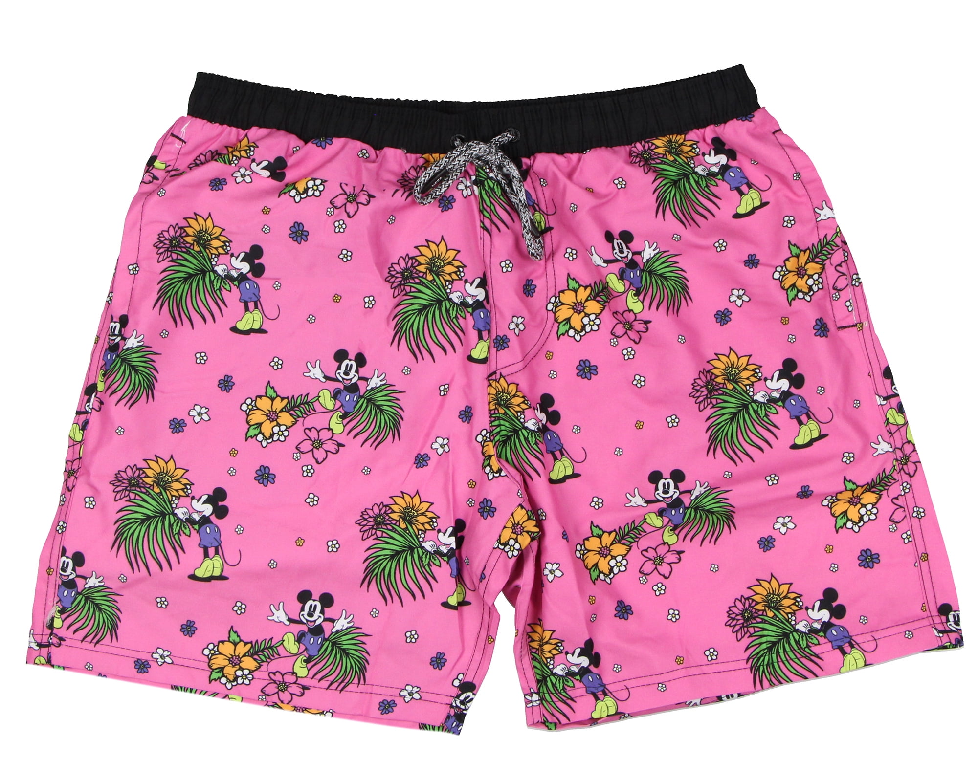 Disney Neff Men's Mickey Mouse Hot Pink Floral Hot Tub Board Shorts for ...