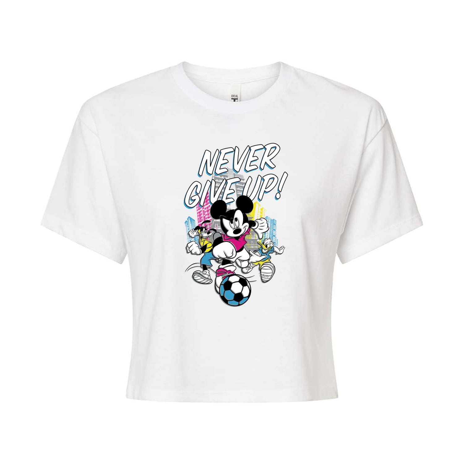 Disney - Never Give Up - Juniors Cropped Cotton Blend T-Shirt - Walmart.com